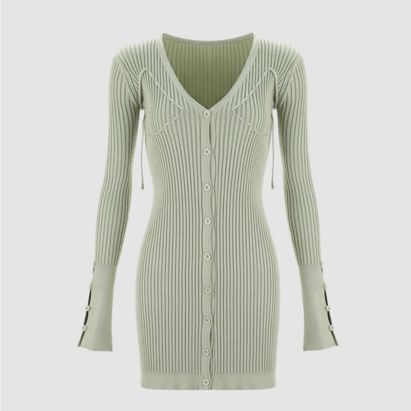 Dresses | Green Ribbed Knit Dress | Poshmark